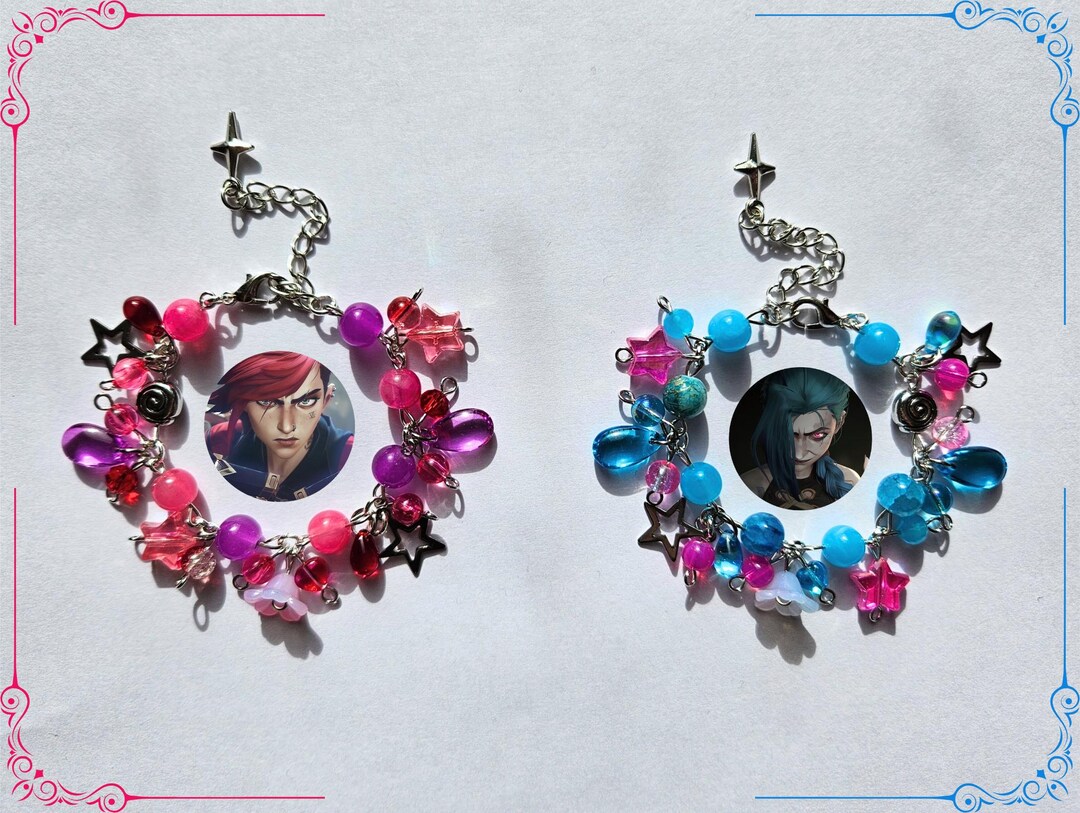 Vi and Jinx Matching Charm Bracelets | Arcane | Y2k Handmade | Please ...
