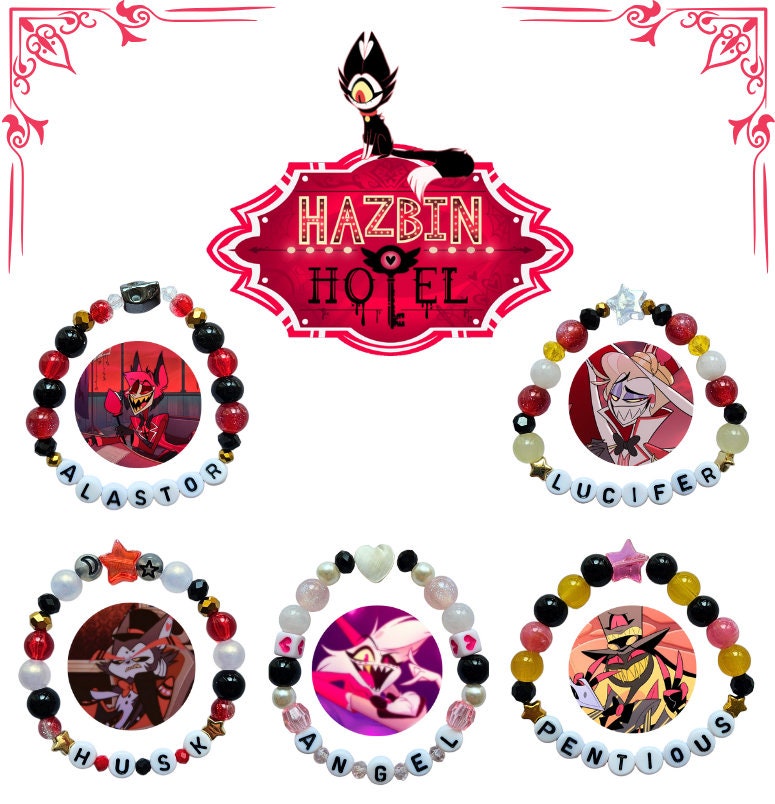 Hazbin Hotel Bracelets Alastor Lucifer Husk Angel Dust Sir Pentious ...