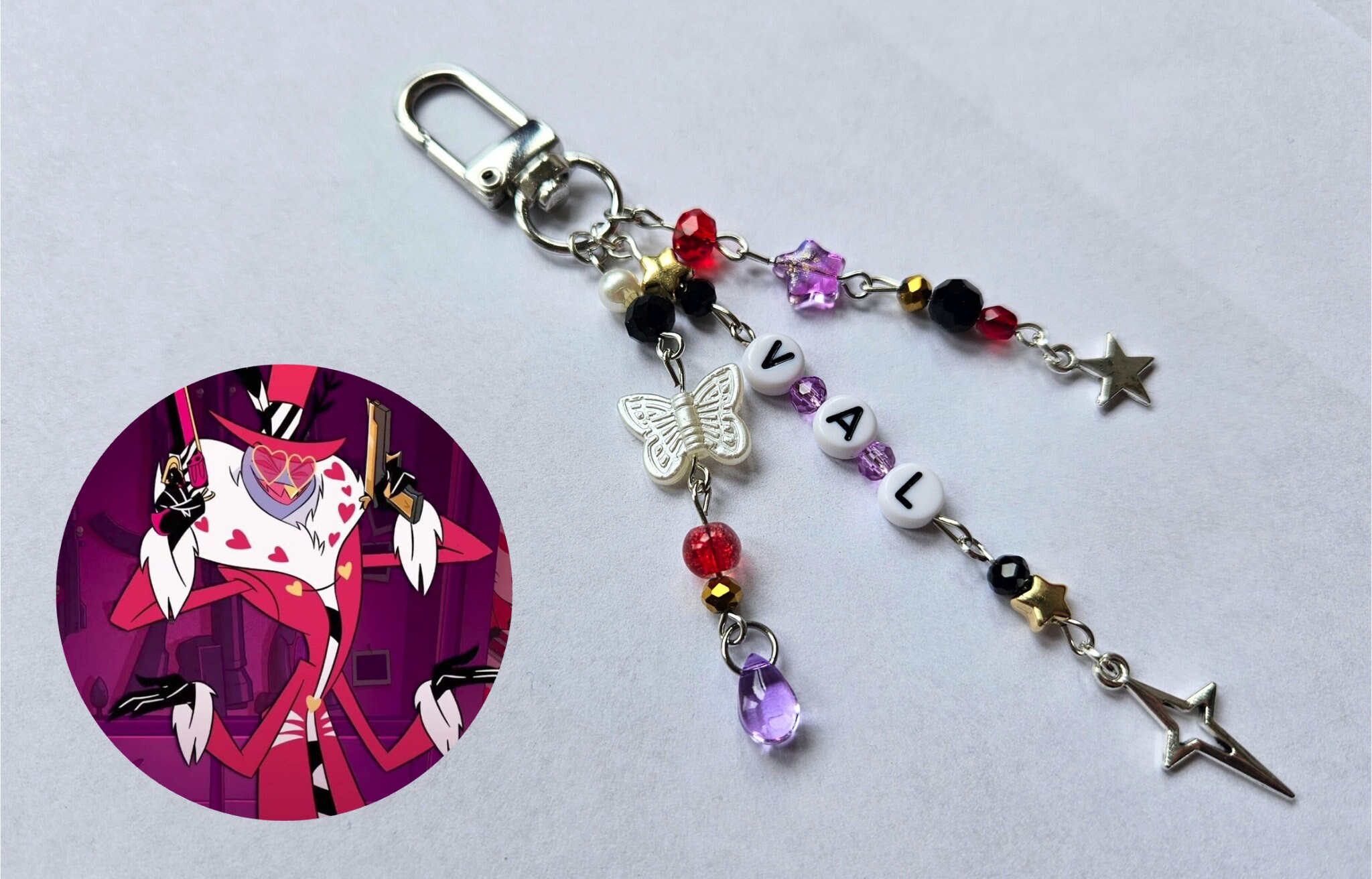 Hazbin Hotel / Cute Beaded Handmade Charm Kaychains / Vox Val Valentino ...