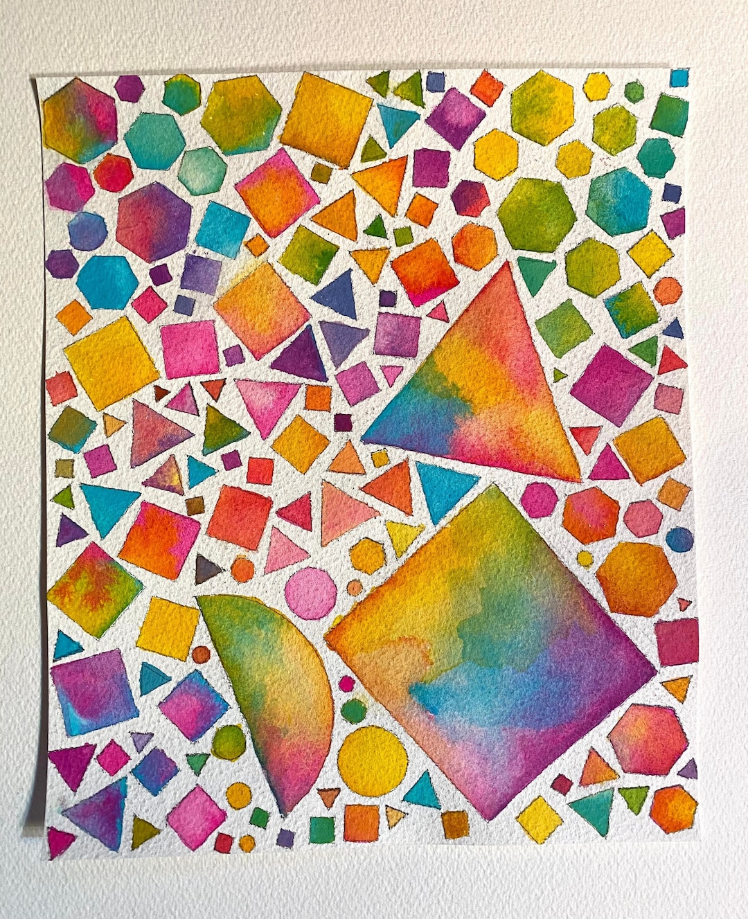 Geometric Shape Watercolor Painting Minimalist Art Modern Home Decor - Etsy