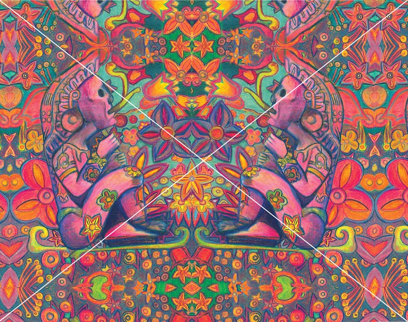 Xochipilli Aztec God Psychedelic Art Floral Pattern Men's - Etsy