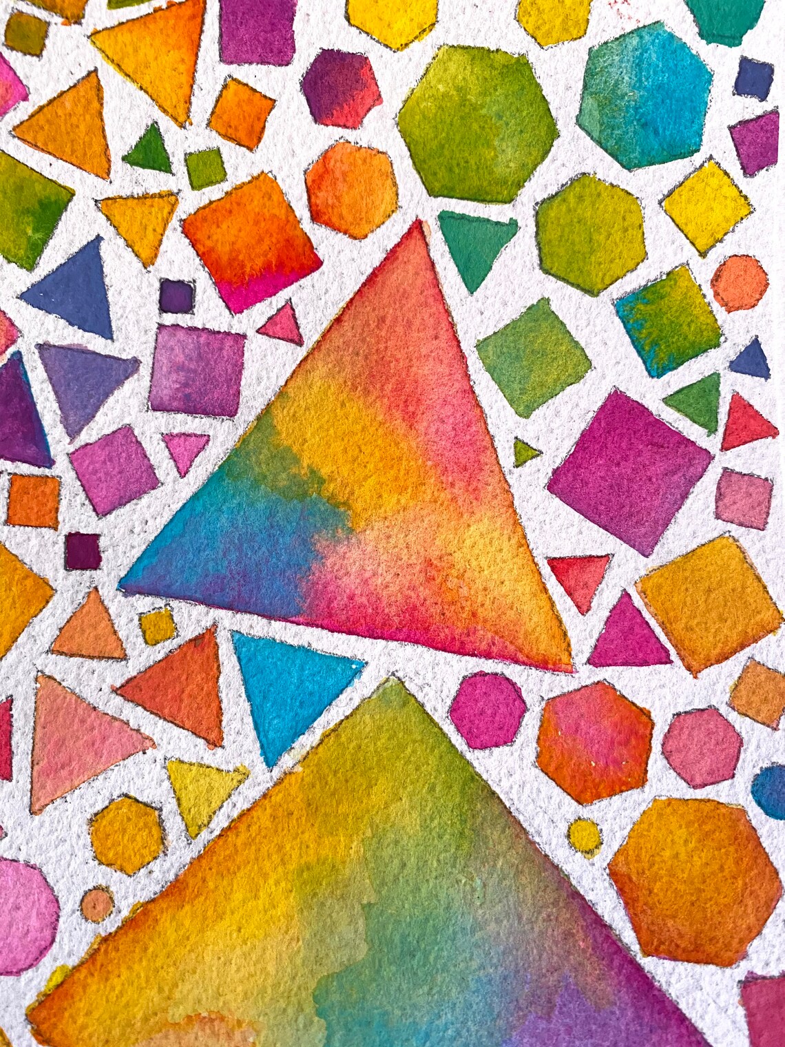 Geometric Shape Watercolor Painting Minimalist Art Modern Home Decor - Etsy