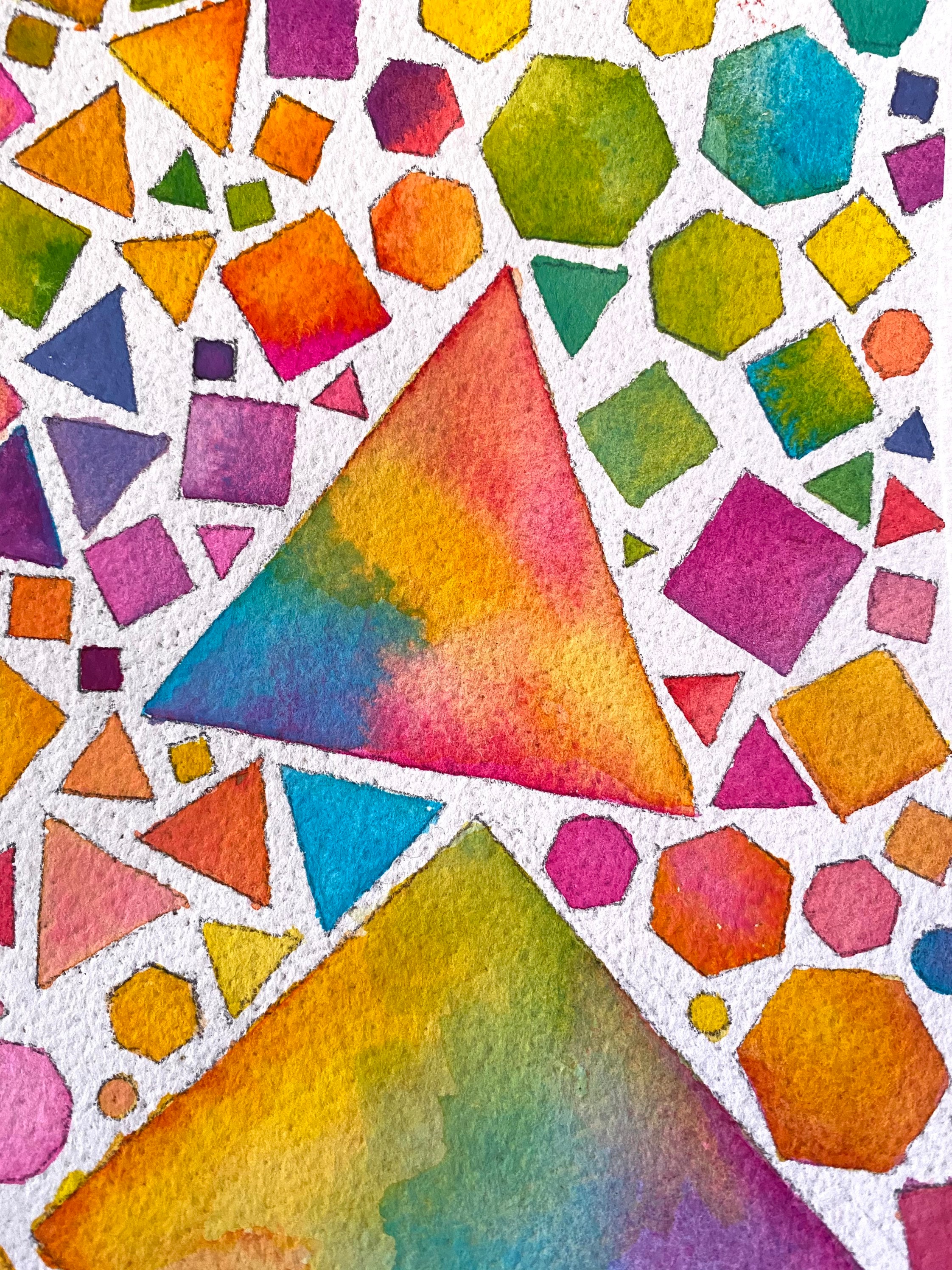 Geometric Shape Watercolor Painting Minimalist Art Modern Home Decor - Etsy