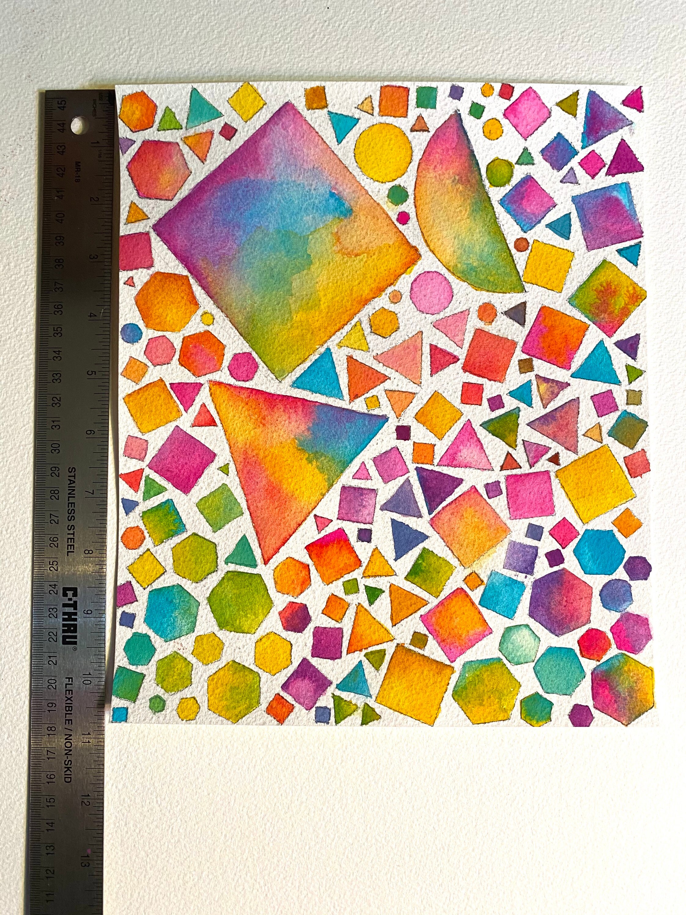 Geometric Shape Watercolor Painting Minimalist Art Modern Home Decor - Etsy