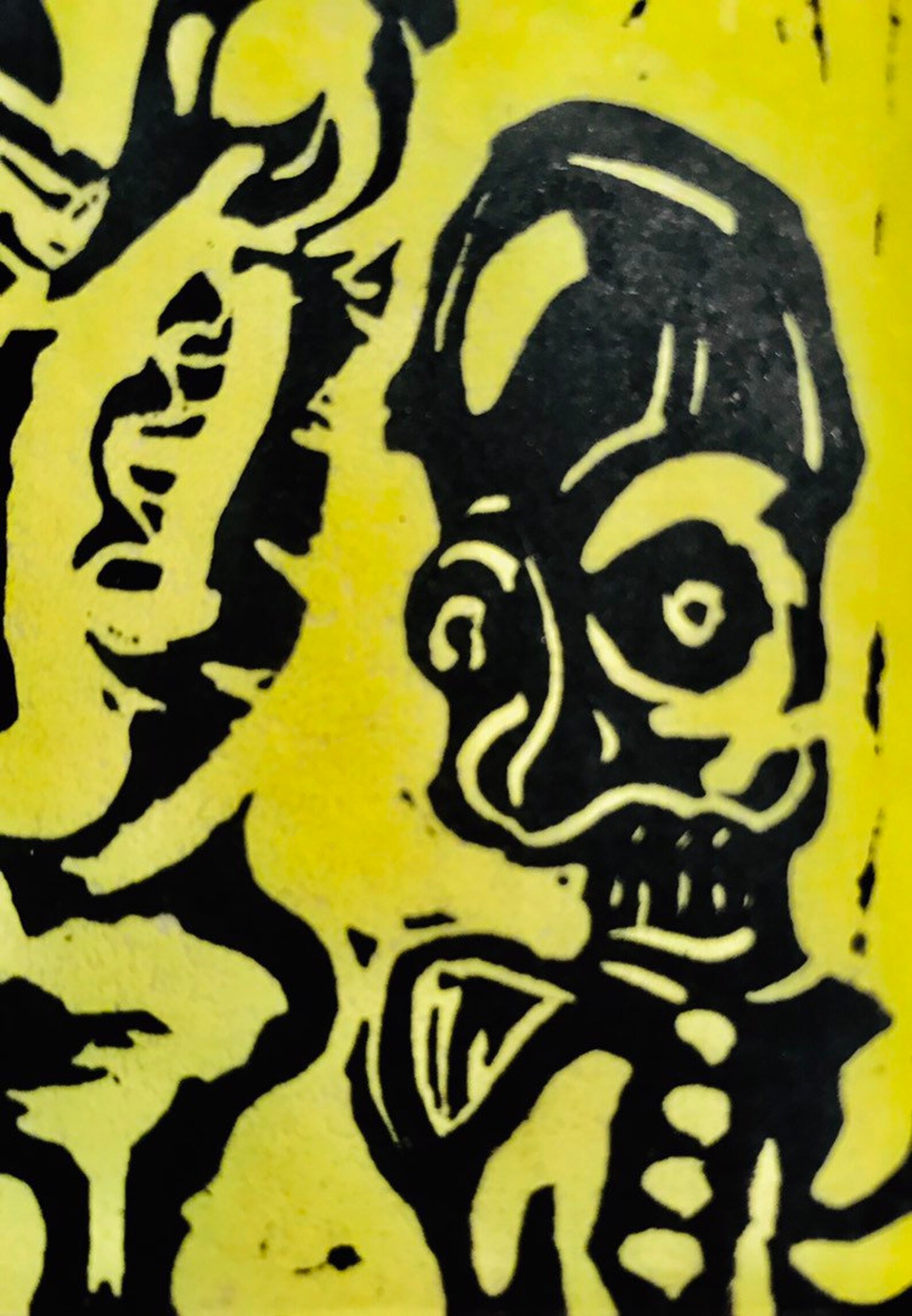 Skeleton Tequila Linocut Art Print Halloween Bar Decor | Etsy