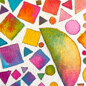 Geometric Shape Watercolor Painting Minimalist Art Modern Home Decor - Etsy