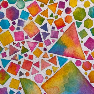 Geometric Shape Watercolor Painting Minimalist Art Modern Home Decor - Etsy
