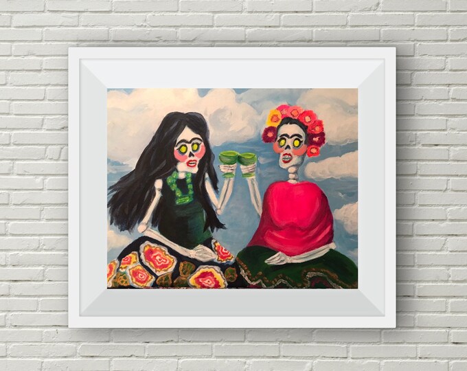 Dia De Los Muertos Frida Kahlo Skeleton Acrylic Painting Wall Decor - Etsy