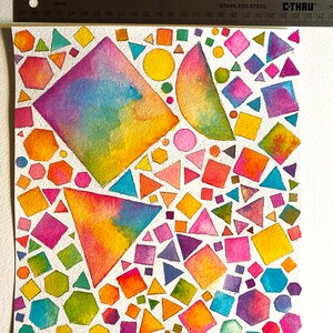 Geometric Shape Watercolor Painting Minimalist Art Modern Home Decor - Etsy