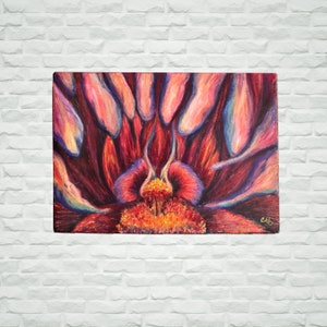 Red Iris Botanical Art Original Acrylic Canvas Painting Boho - Etsy