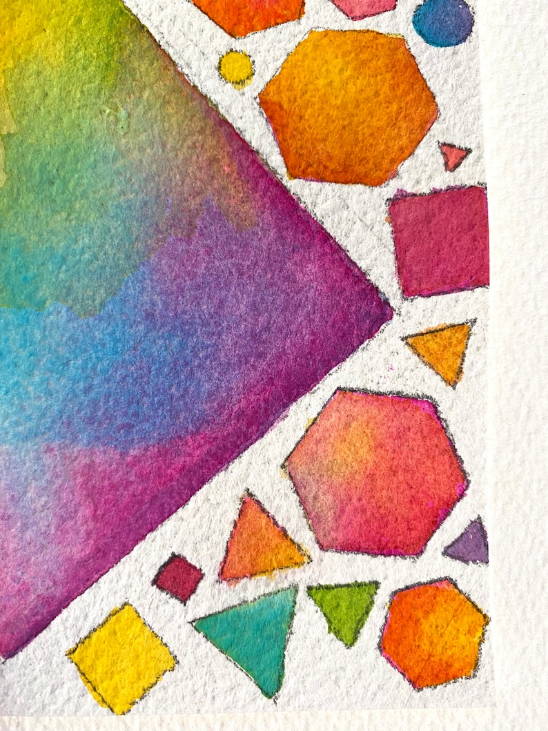 Geometric Shape Watercolor Painting Minimalist Art Modern Home Decor - Etsy