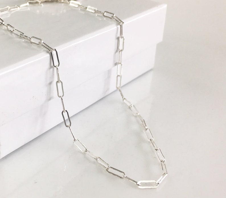Sterling Silver Chain Necklace With RECTANGLE Links Modern - Etsy