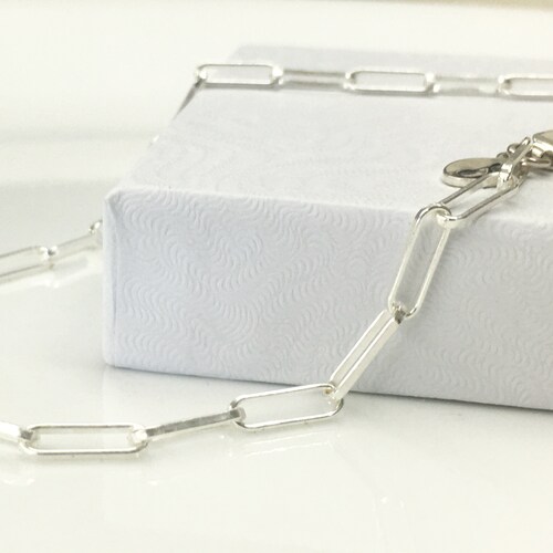 Sterling Silver Chain Necklace With RECTANGLE Links Modern - Etsy