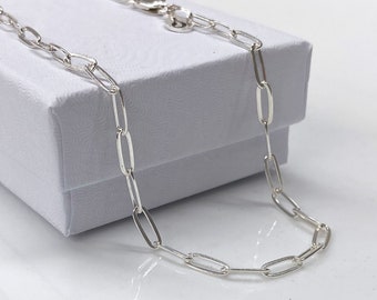 Sterling Silver Chain Necklace With RECTANGLE Links Modern | Etsy