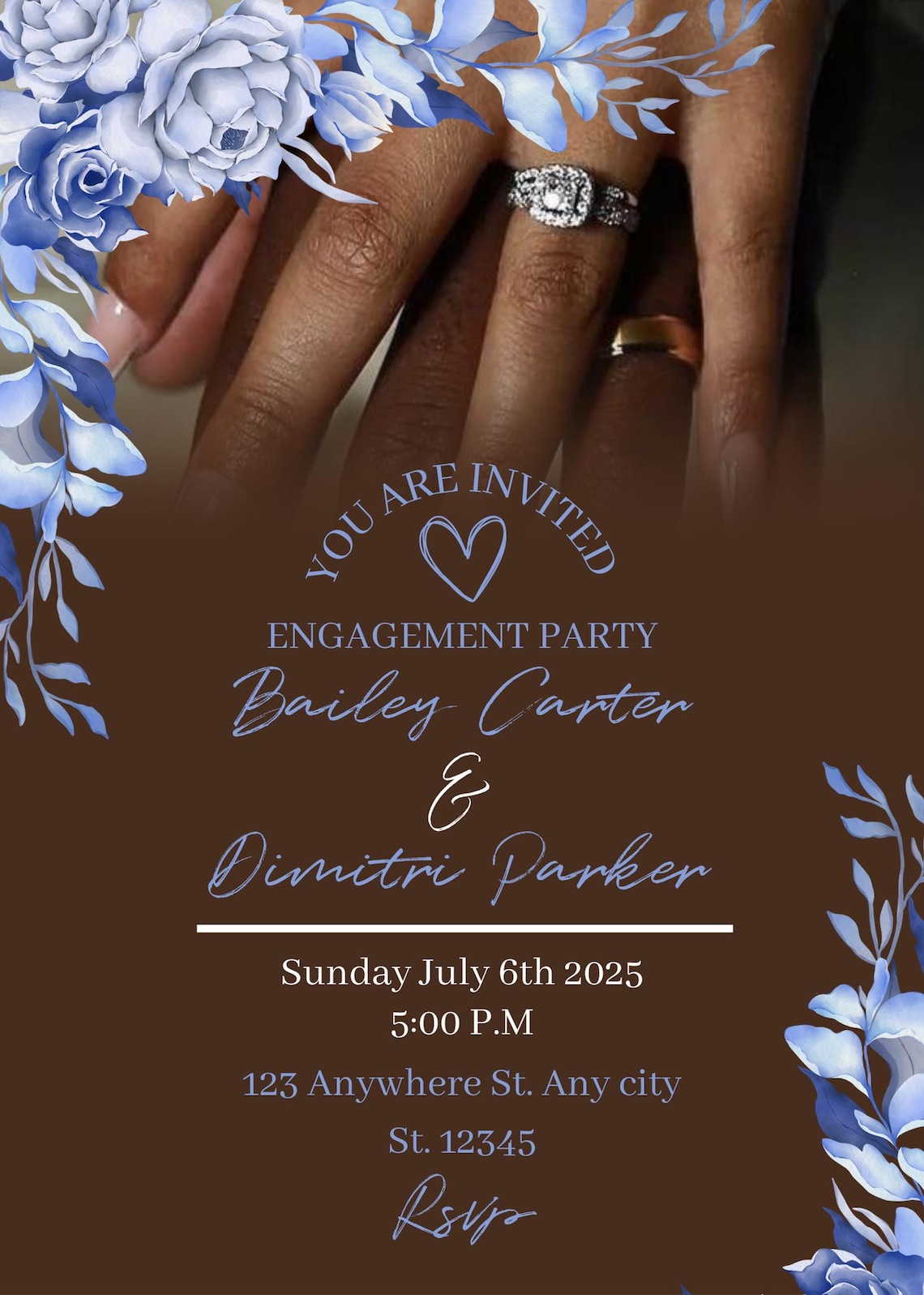 Monogram Engagement Invitation Template, Modern Engagement Party Invite ...