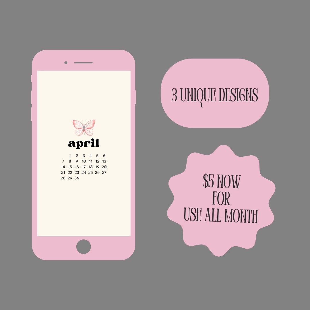 April 2024 iPhone Wallpaper Backgrounds, Monthly Calendar Wallpaper ...