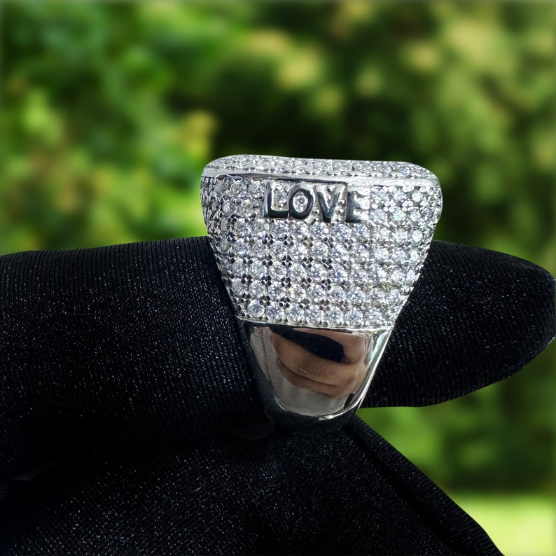 VVS Iced Out Moissanite Championship Diamond Ring for Men, Hiphop Round ...