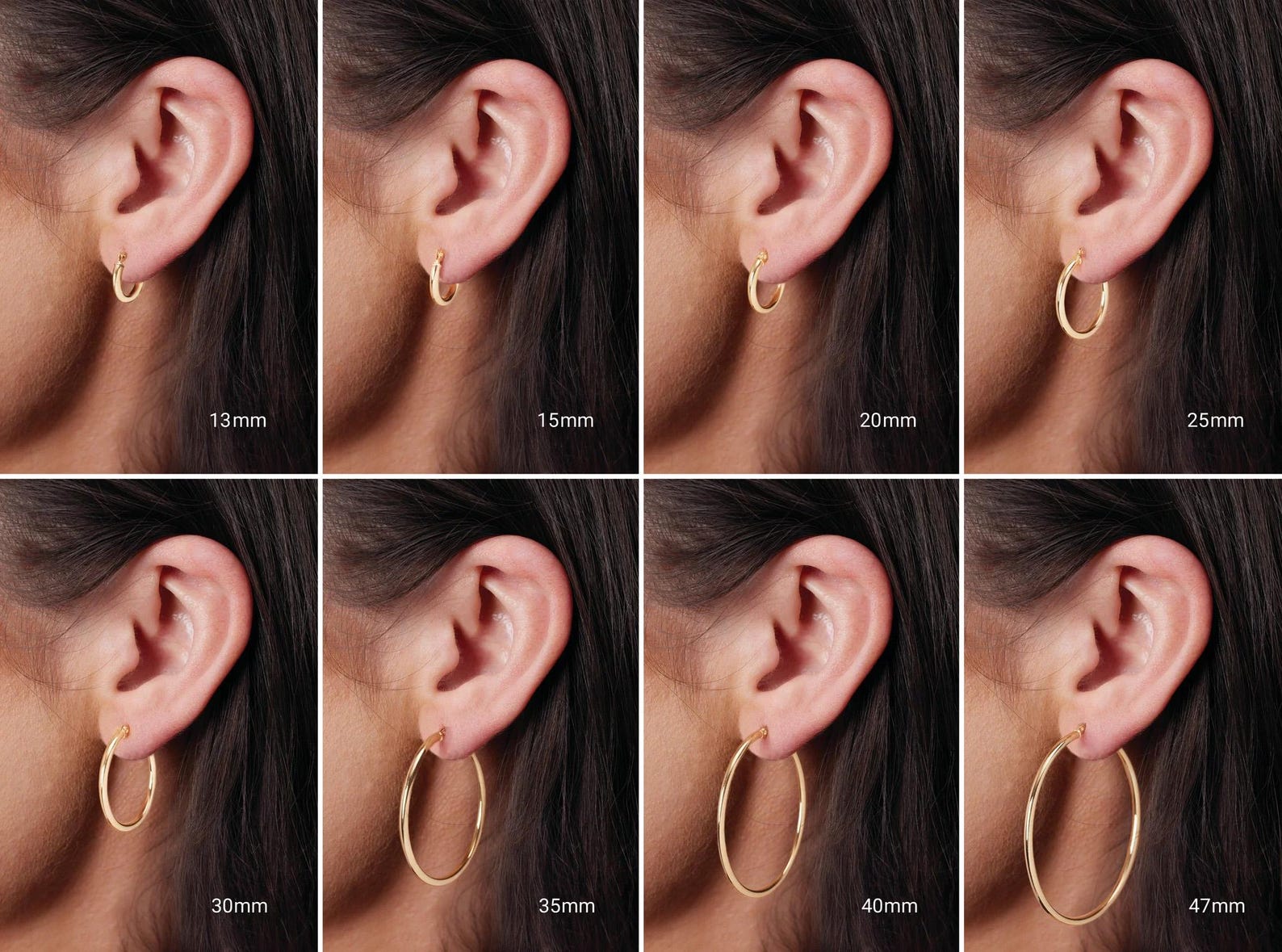 14K Gold Round Hoop Earrings, Solid Yellow Gold Shiny Hoops, Classic Jewelry Handmade With Love ...