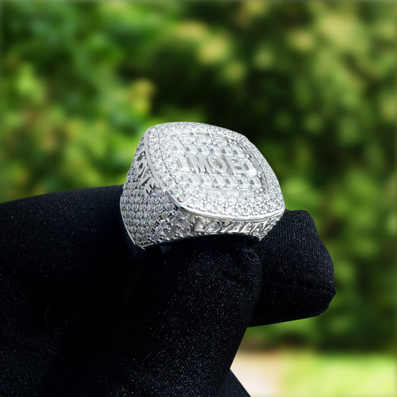 VVS Iced Out Moissanite Championship Diamond Ring for Men, Hiphop Round ...
