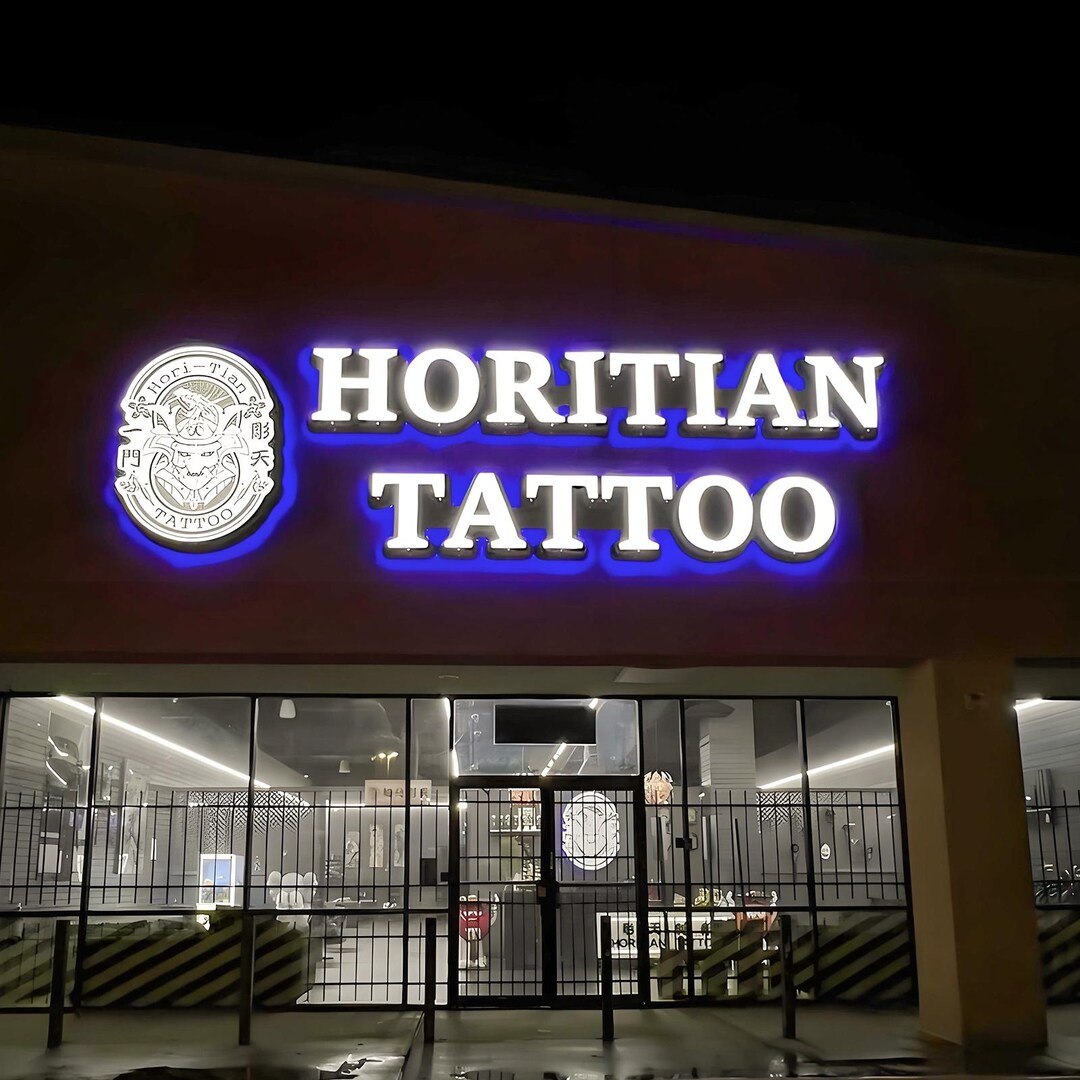 Outdoor LED Business Logo Sign, Custom Backlit Waterproof Storefront ...