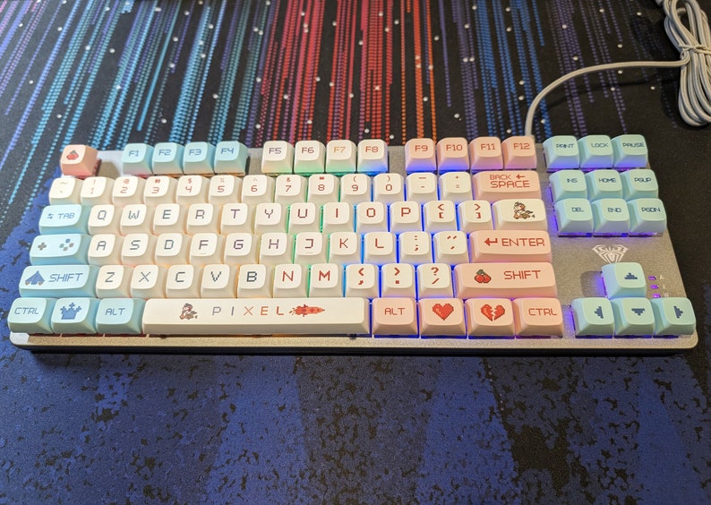 Custom TKL Wired Mechanical Keyboard With Pixel Art Keycaps - Etsy