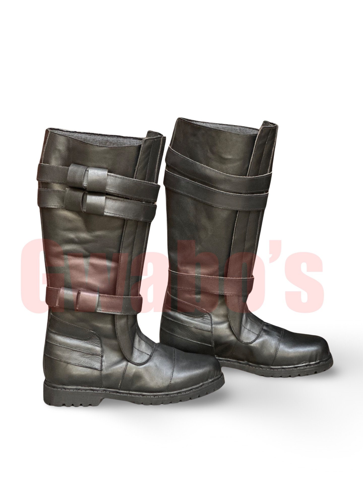 Black Anakin Skywalker Inspired Leather Boots Star Wars Cosplay ...