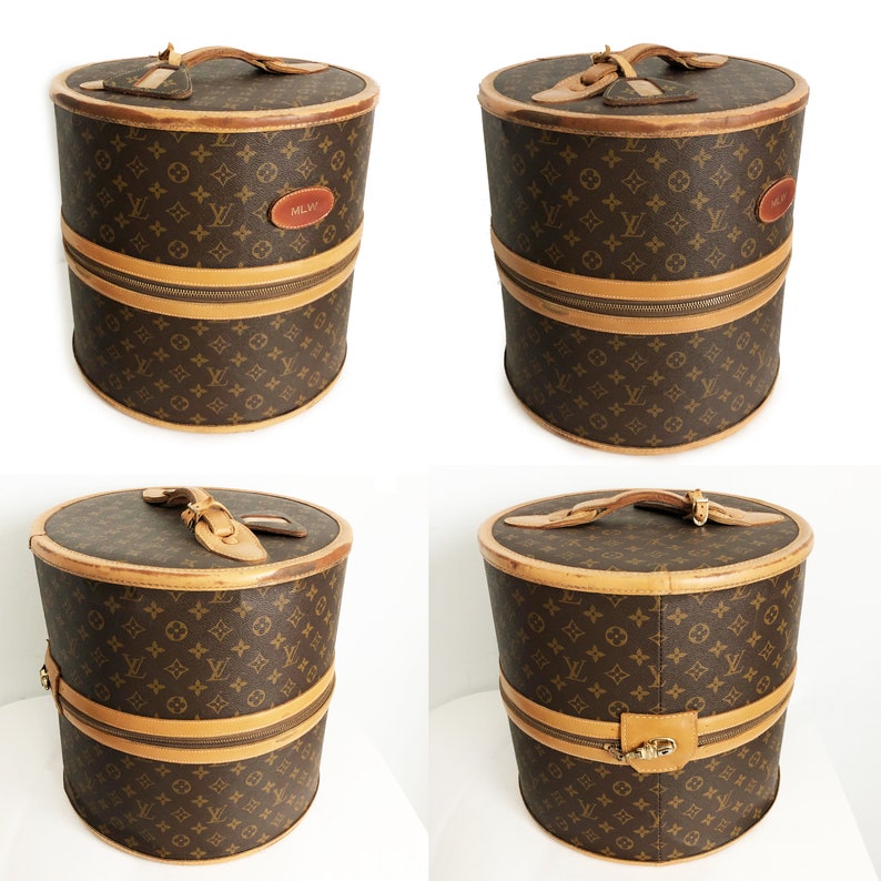 Louis Vuitton X French Company Monogram Wig Case Round Hat Trunk Travel ...