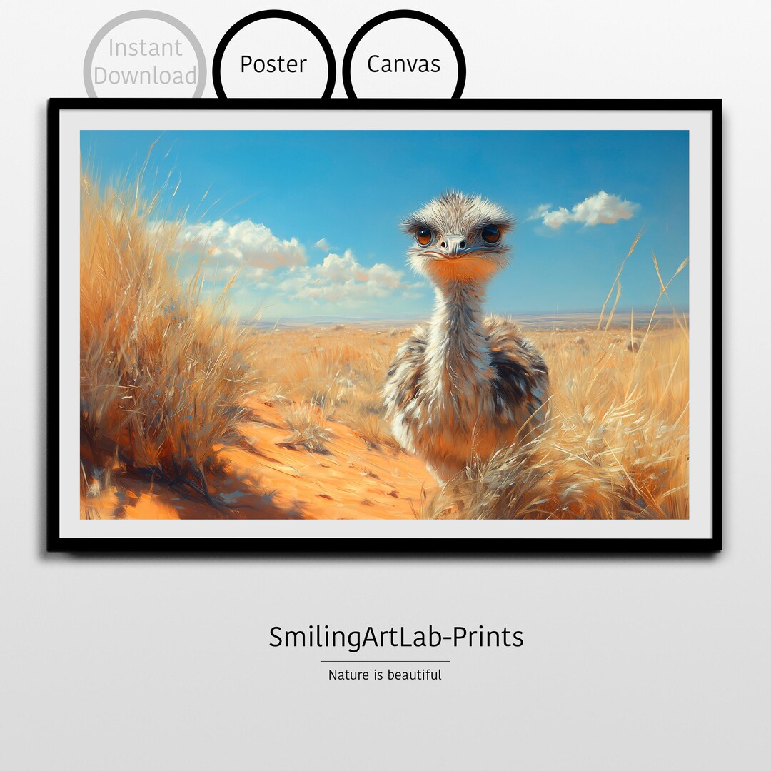 Emu Baby in Australian Outback Painting: Poster or Canvas - Nursery ...
