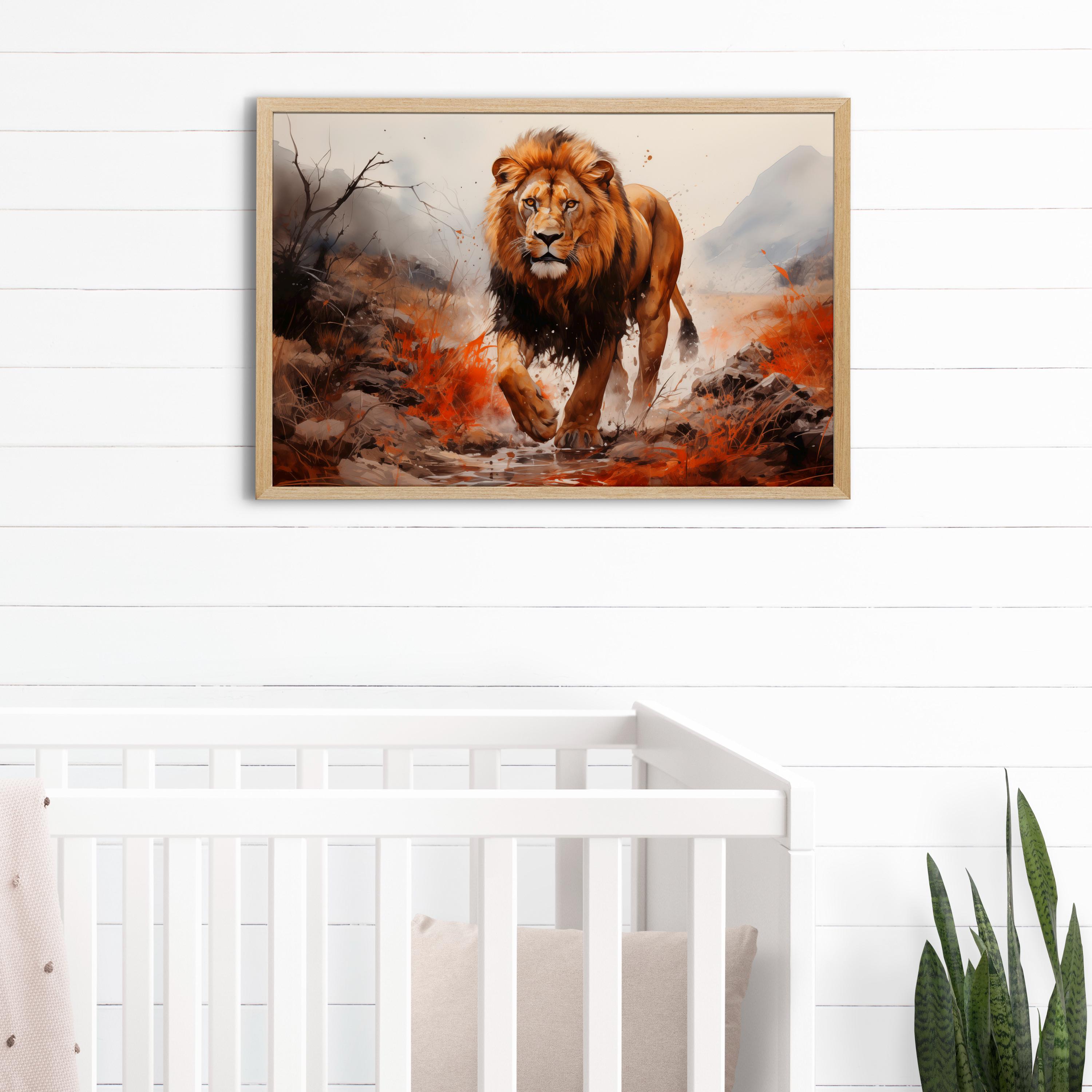Lion Watercolor Painting as Poster or Canvas - Safari Home Decor - Wild ...