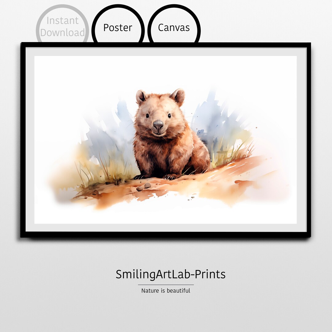 Wombat Painting as Poster or Canvas - Nursery Decor - Watercolor Wombat ...