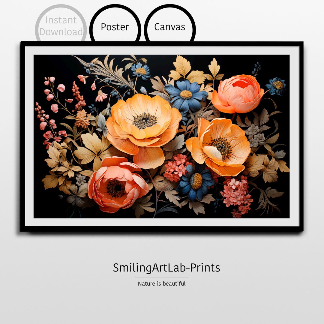 Calming Flower Image as Poster or Canvas - Modern Floral Painting ...