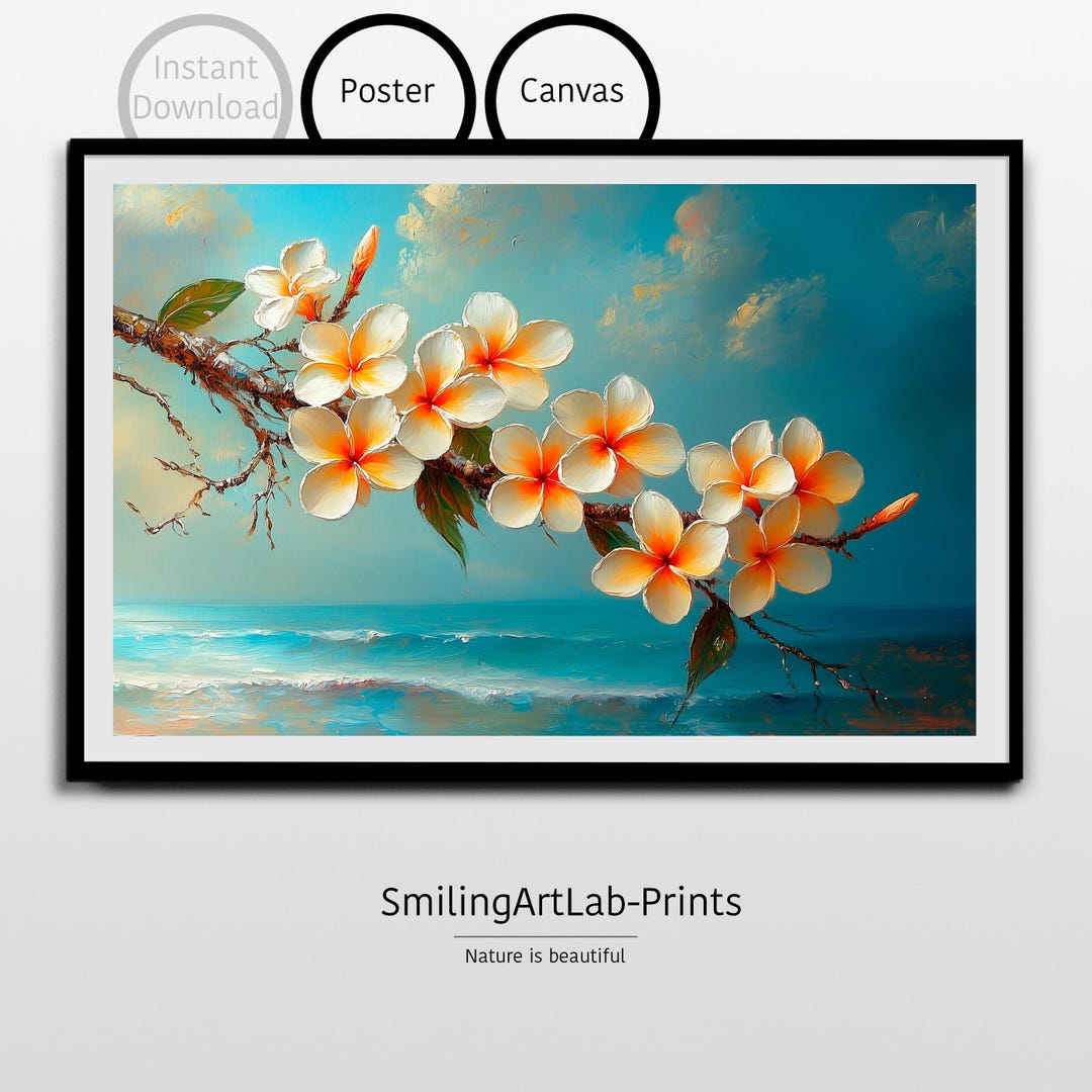 Frangipani Before Storm Oil-painting Style: Poster or Canvas - Plumeria ...