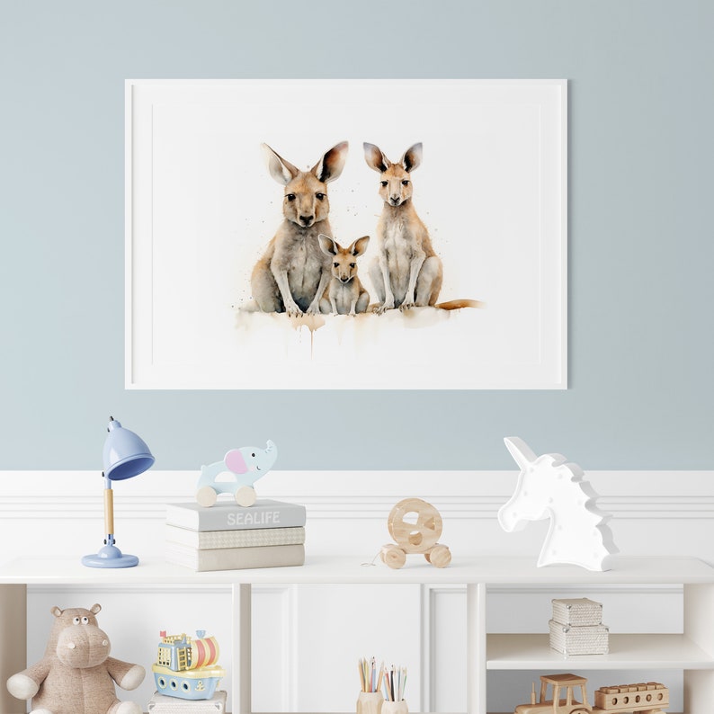 Kangaroo Family Painting as Poster or Canvas - Nursery Decor ...