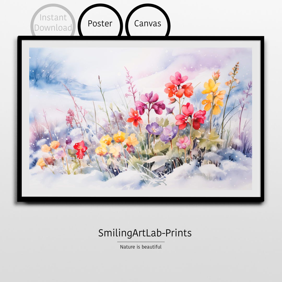 Flower Field Painting as Poster or Canvas - Modern Wildflower Painting ...