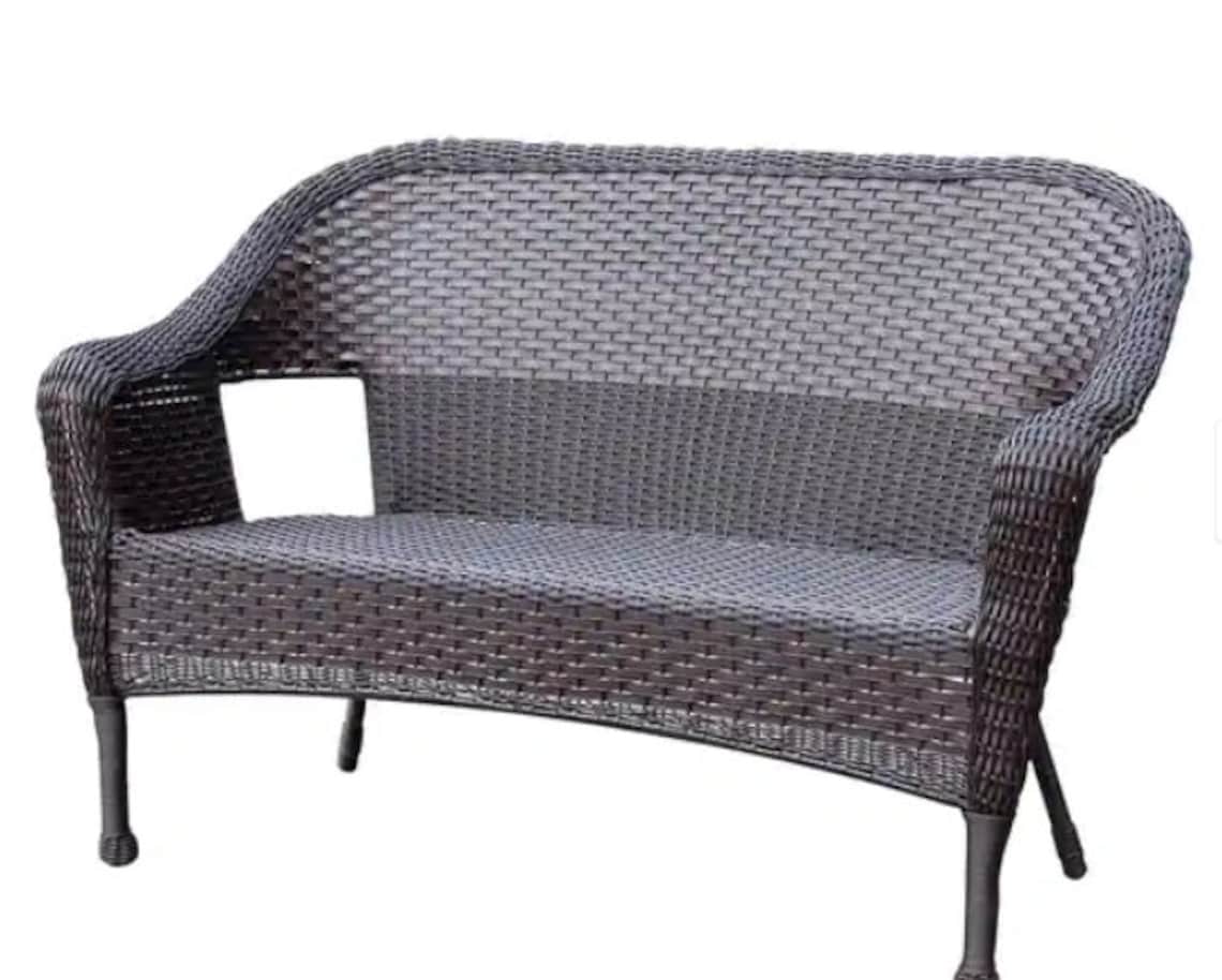 Outdoor Wicker Loveseat Bench Cushion Rounded Back Corners Sunbrella ...