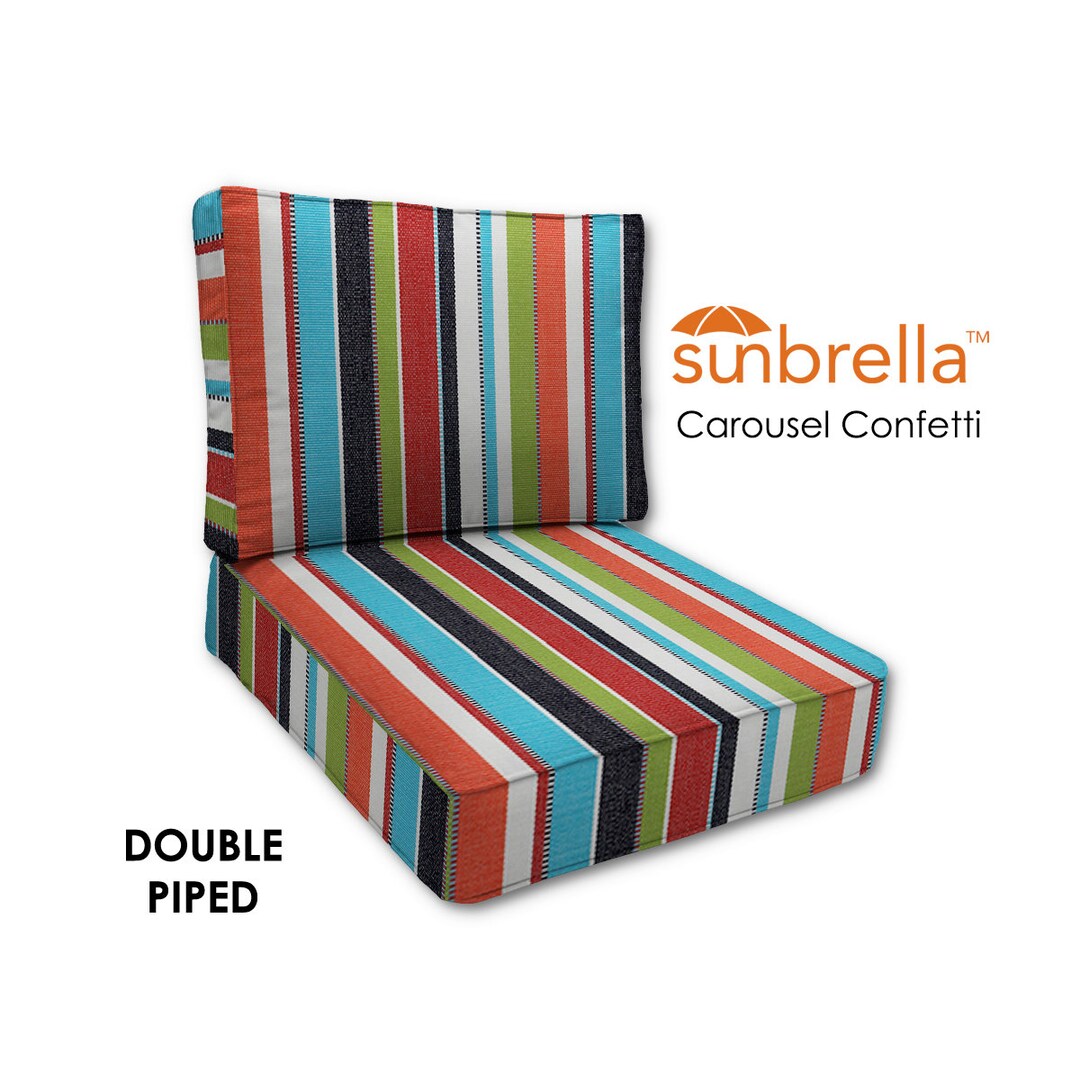 Sunbrella Carousel Confetti Deep Seating Patio Chair Cushions Boxed ...