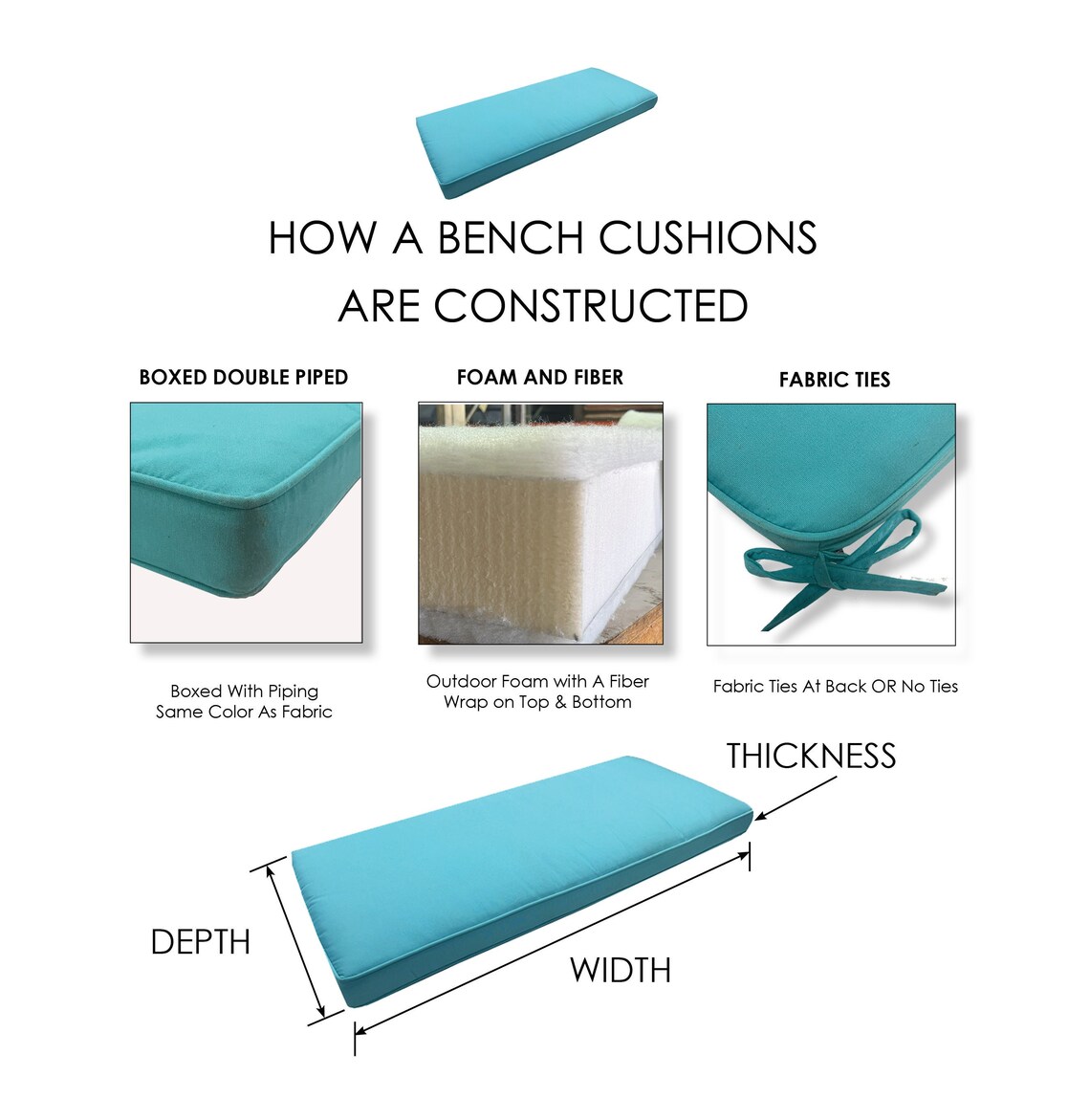 Outdoor Wicker Loveseat Bench Cushion Rounded Back Corners Sunbrella ...