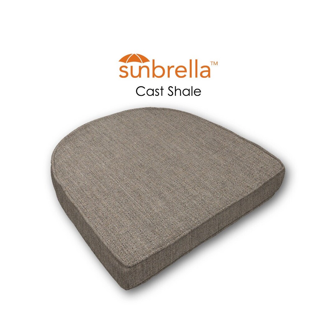 Sunbrella Cast Shale Contoured Rounded Back Seat Cushion for Wicker ...