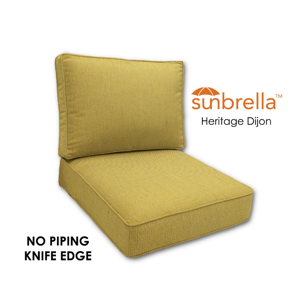 Sunbrella© Heritage Dijon Deep Seating Patio Chair Cushions Knife Edge ...