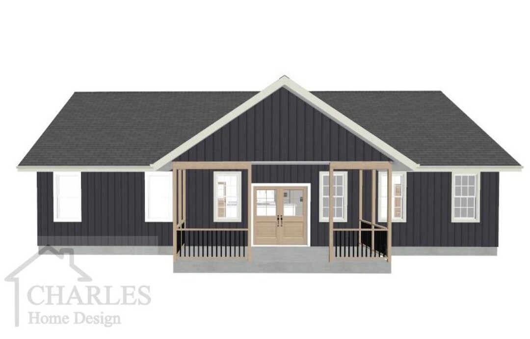 3 Bedroom 2 Bath Floor Plan, 50x30 Barndominium House Plan, Digital ...