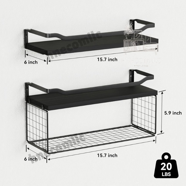 Wooden Floating Shelf With Guardrail | Over Toilet Storage | Rustic ...