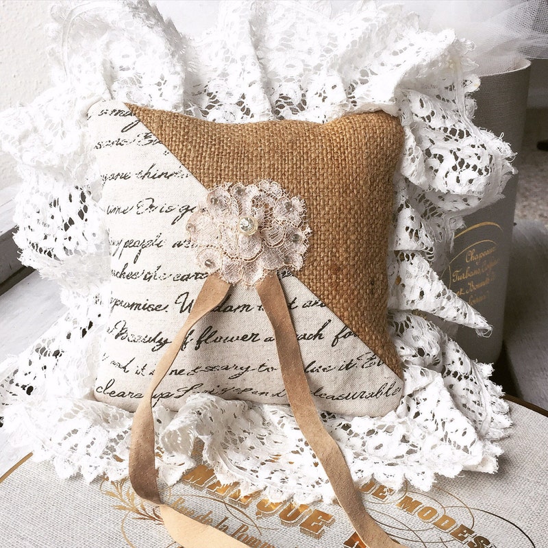 Burlap Lace Pillow - Etsy