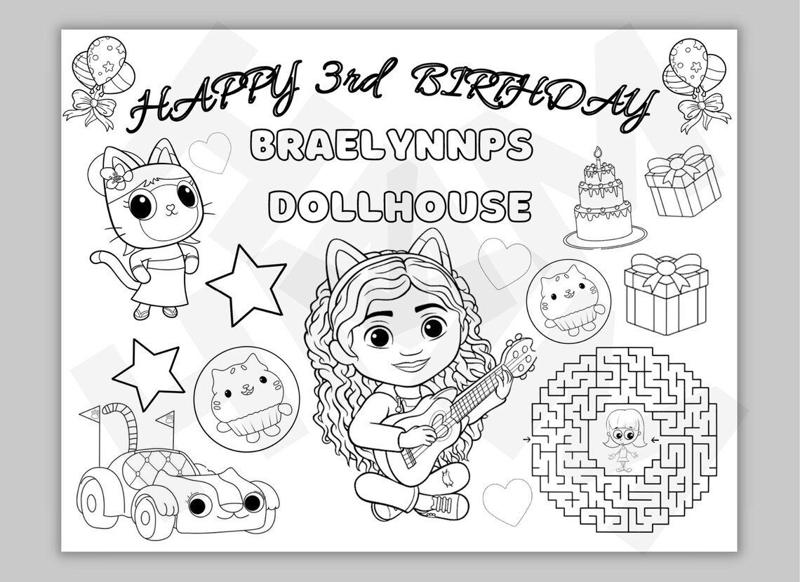 Gabby's Dollhouse Coloring Page, Activity for Kids, Canva Editable ...