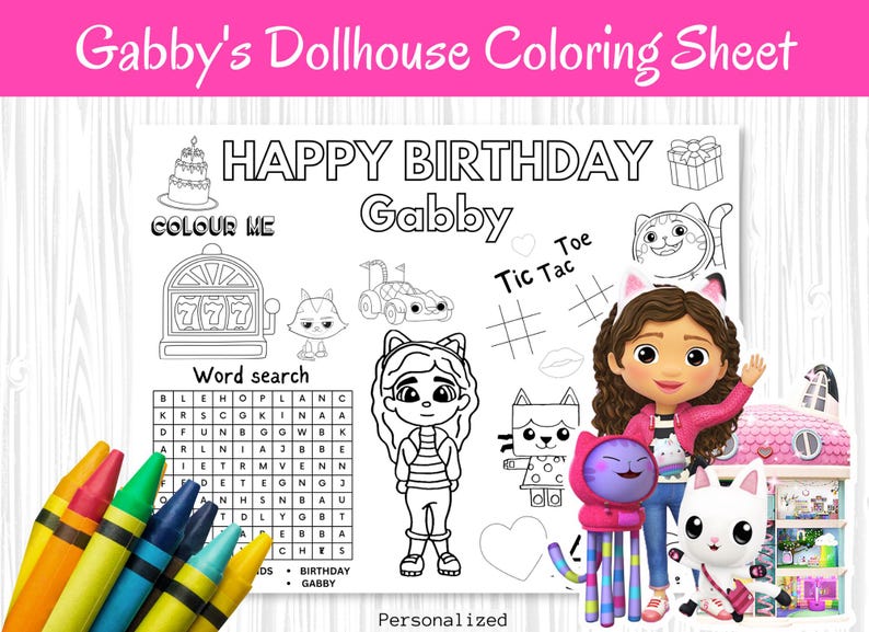 Gabby's Dollhouse Coloring Page, Activity for Kids, Canva Editable ...