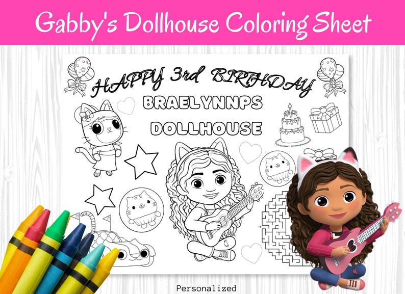 Gabby's Dollhouse Coloring Page, Activity for Kids, Canva Editable ...