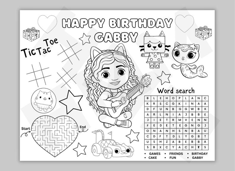 Gabby's Dollhouse Coloring Page, Activity for Kids, Canva Editable ...
