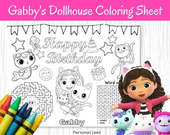 Gabby's Dollhouse Coloring Page, Activity for Kids, Canva Editable ...