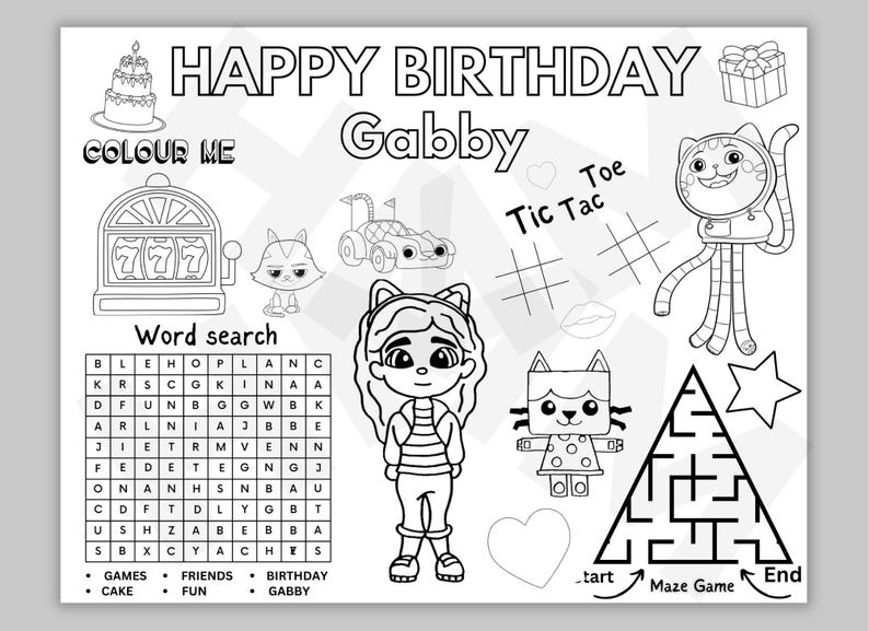 Gabby's Dollhouse Coloring Page, Activity for Kids, Canva Editable ...