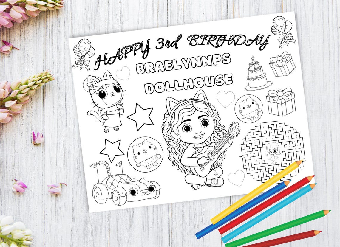 Gabby's Dollhouse Coloring Page, Activity for Kids, Canva Editable ...