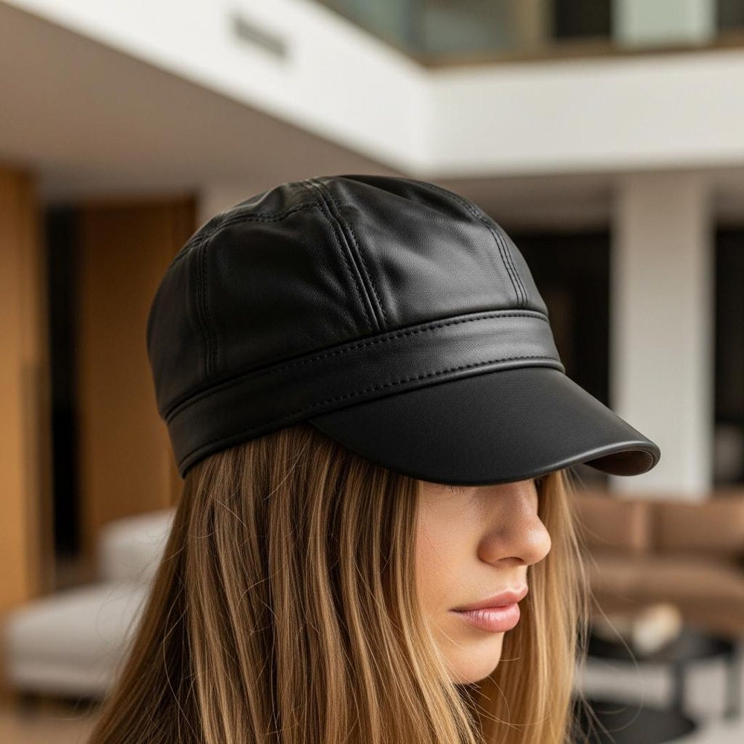 Handcrafted Genuine Leather Cap | Modern Minimalist Hat for Women ...